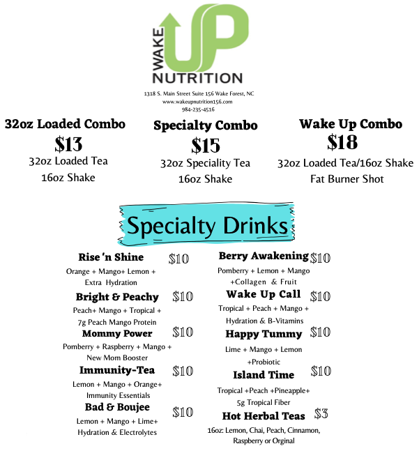 Our Menu – Wake Up Nutrition